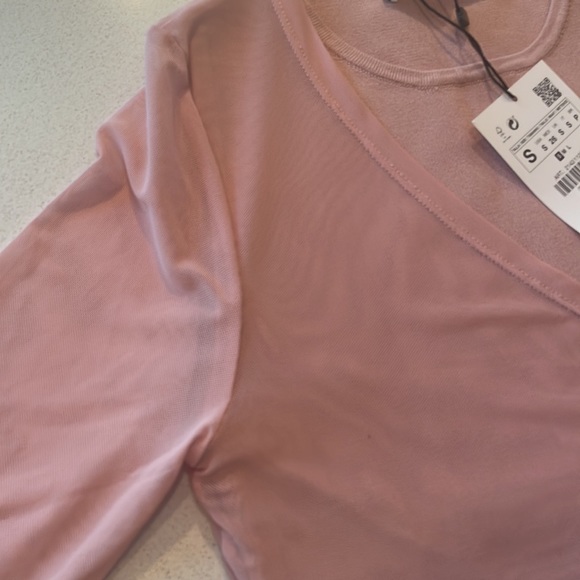 Zara | Tops | Zara Pink Crop Top With Mesh | Poshmark